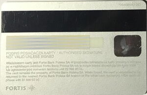 Bank Card: Fortis (Fortis Bank, PolandCol:PL-VI-0860