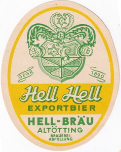 Drink Label: Hell-Hell Exportbier (Hell Brauerei KG Altoting, Germany ...