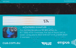 Bank Card: Cua Visa (Credit Unión, AustraliaCol:AU-VI-0045