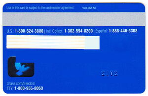 Bank Card: Chase Freedom (Chase, United States of AmericaCol:US-VI-1020