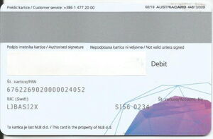 Bank Card: Maestro NLB (Nova Ljubljanska Banka, SloveniaCol:SI-MS-0064.01 💳