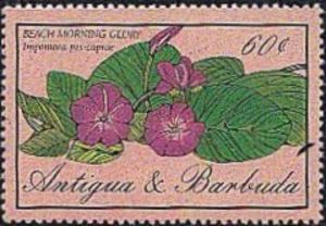 Stamp: Beach Morning Glory (Ipomoea pes-caprae) (Antigua and Barbuda ...