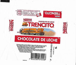 Envoltorio de chocolate: Nestlé Trencito Milk (Nestlé Chile S.A ...