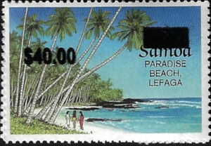 Stamp: Paradise Beach, Lefaga Surcharged (Samoa(Surcharges (2022)) Mi ...