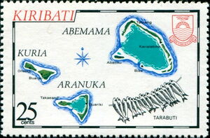 Stamp: Abemama, Kuria, Aranuka (Kiribati(Kiribati Islands Maps) Mi:KI 422,Sn:KI 423,Yt:KI 101,Sg ...