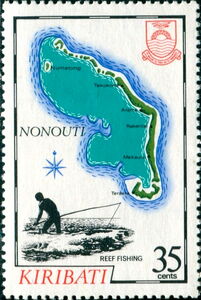 Stamp: Nonouti (Kiribati(Kiribati Islands Maps) Mi:KI 423,Sn:KI 424,Yt ...