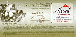 Banknote: 10 Ora (South Africa(Orania Issue) Col:OR-2014-10-1