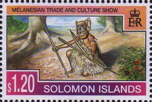 Stamp: Warrior in Mask (Solomon Islands(Melanesian Trade and Culture ...