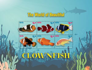 Stamp: The World of Beautiful Clownfish (Nevis(The World of Beautiful ...