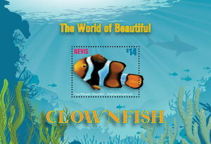 Stamp: The World of Beautiful Clownfish (Nevis(The World of Beautiful ...