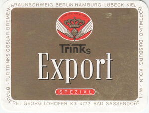 Drink Label: Trinks Export (Brauerei Lohöfer, Germany, Federal ...