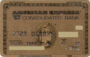Bank Card: American Express - Consolidated Bank Gold 10-84 ...