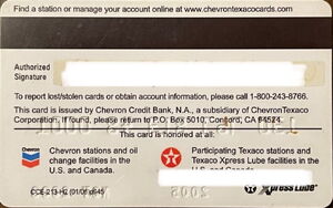Bank Card: Chevron (Chevron Credit Bank, United States of AmericaCol:US ...
