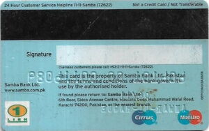 Bank Card: Samba (Samba Bank, PakistanCol:PK-MS-0003