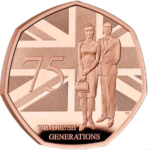 Coin: 50 Pence (75 Years of the Windrush Generation - Gold) (United ...