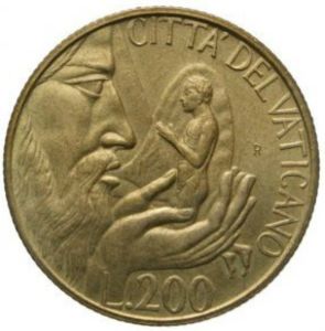 Coin: 200 Lire (Creation of Adam) (Vatican City(1978~2001 - 264th Pope ...
