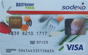 Bank Card: Sodexo. Restaurant Pass (Payment Center, RussiaCol:RU-VI-1793.05