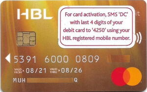 Bank Card: Hbl (Habib Bank Ltd,, PakistanCol:PK-MC-0023