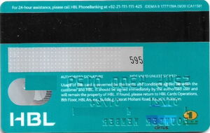 Bank Card: Hbl (Habib Bank Ltd,, PakistanCol:PK-MC-0024