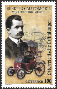 Stamp: Electro Car, by Ferdinand Porsche (Austria(Austrian inventions ...
