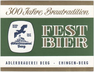 Drink Label: Berg Festbier (Adler Brauerei Berg, Germany, Federal ...