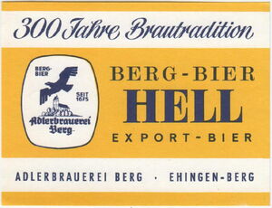 Drink Label: Berg Hell Export (Adler Brauerei Berg, Germany, Federal ...