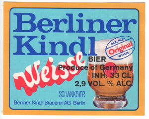Drink Label: Berliner Kindl Weisse (Berliner Kindl Brauerei AG, Germany ...