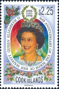 Stamp: Wearing tiara (Cook Islands(QEII,70th Birthday) Mi:CK 1453,Sn:CK ...