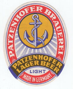 Drink Label: Patzenhofer Lager Beer (Patzenhofer Brauerei, Germany ...