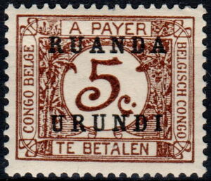 Stamp: Figure in white circle overprinted (Ruanda-Urundi(POSTAGE DUE ...