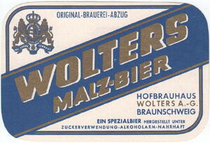 Drink Label: Wolters Malz-Bier (Hofbrauhaus Wolters, Germany, Federal ...