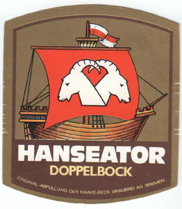 Drink Label: Hanseator Doppelbock (Haake-Beck Brauerei, Bremen, Germany ...