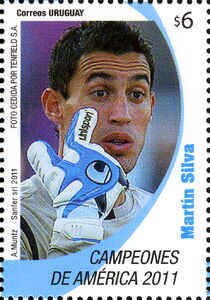 Stamp: Champions of America - Martin Silva (Uruguay(Copa America 2011 ...