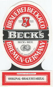 Drink Label: Becks (Brauerei Beck GmbH & Co, Germany, Federal RepublicCol:DE-BEER-026745