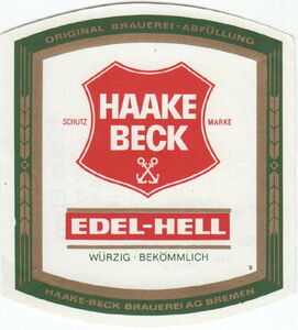 Drank Etiket: Haake-Beck Edel-Hell (Haake-Beck Brauerei, Bremen ...