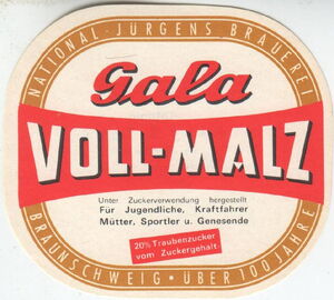 Drink Label: Gala Voll-Malz (National Jürgens Brauerei, Braunschweig ...