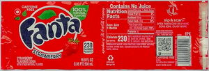 Drink Label: Fanta Strawberry (Coca-Cola Company, United States of ...