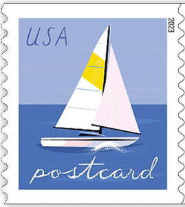 Stamp: Sailboat with Yellow Sail (United States of America(Sailboats ...