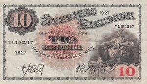 Banknote: 10 Kronor (Sweden(1914-1954 Issue) Wor:P-34j