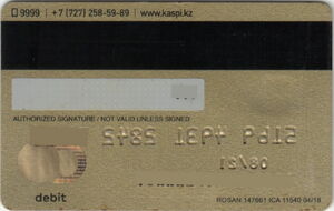 Bank Card: Kaspi GOLD (Kaspi Bank, KazakhstanCol:KZ-MC-0012.08