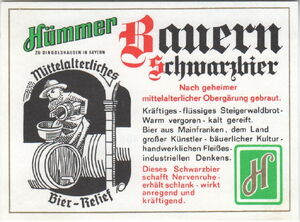 Drink Label: Hummer Bauern Schwarzbier (Hümmer Bräu, Dingolshausen ...