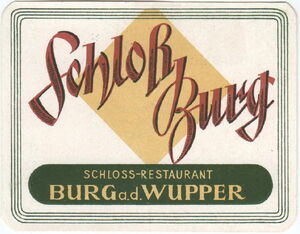 Drink Label: Schloss Burg (Schloss-Restaurant Burg, Germany, Federal ...