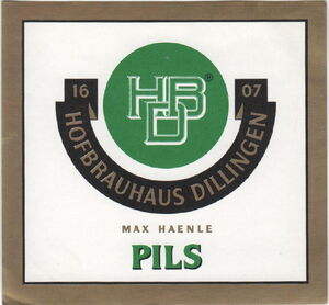 Drink Label: HBD Pils (Hofbrauhaus Dillingen, Germany, Federal ...