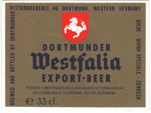 Drink Label: Dortmunder Westfalia Export Beer (Dortmunder Ritter ...