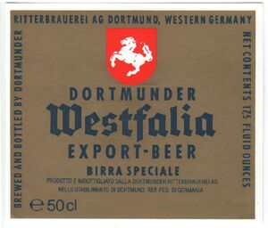Drink Label: Dortmunder Westfalia Export Beer (Dortmunder Ritter ...