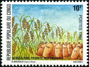 Stamp: Rice (Congo, Republic (Brazzaville)(Agriculture Day (1984)) Mi ...