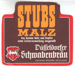 Drink Label: Stubs Malz (Schwabenbräu Düsseldorf, Germany, Federal ...