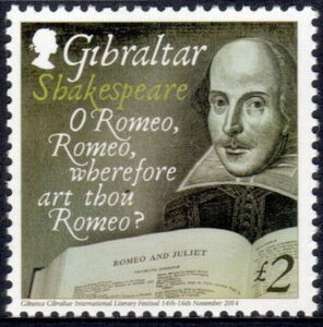 Stamp: O Romeo, Romeo, wherefore art thou Romeo? (Gibraltar(450th Birth ...