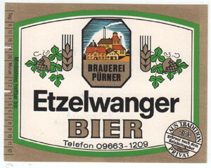 Drink Label: Etzelwanger Bier (Brauerei Purner, Germany, Federal ...