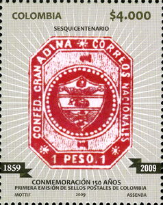 Sello: Colombia Stamp *5 (Colombia(First Postage Stamps of Colombia ...